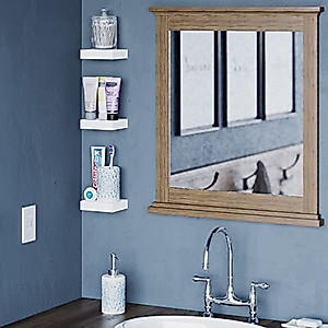 brightmaison Modern Display Ledge Floating Shelf Décor Set of 3 White Shelves Each 4 x 5 inch with Concealed Metal Bracket for Stable Wall Mount