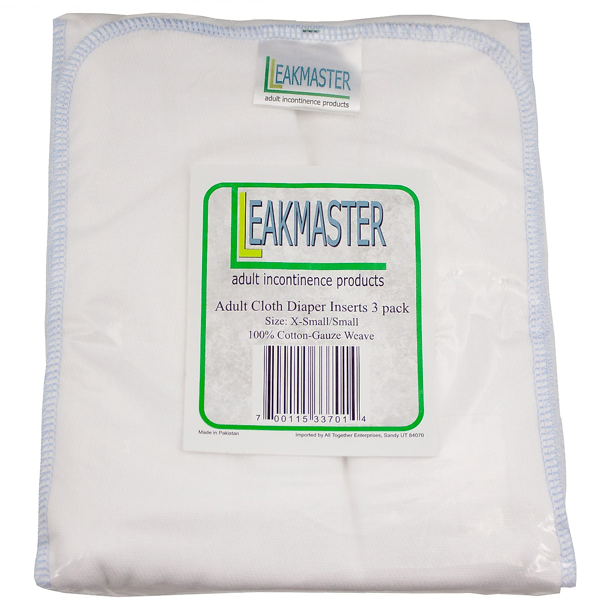 Leak Master Cotton Gauze Reusable Adult Diaper Inserts/Bosters - 3 Pack - Size M/L - Inserts Increase Overall Absorbency