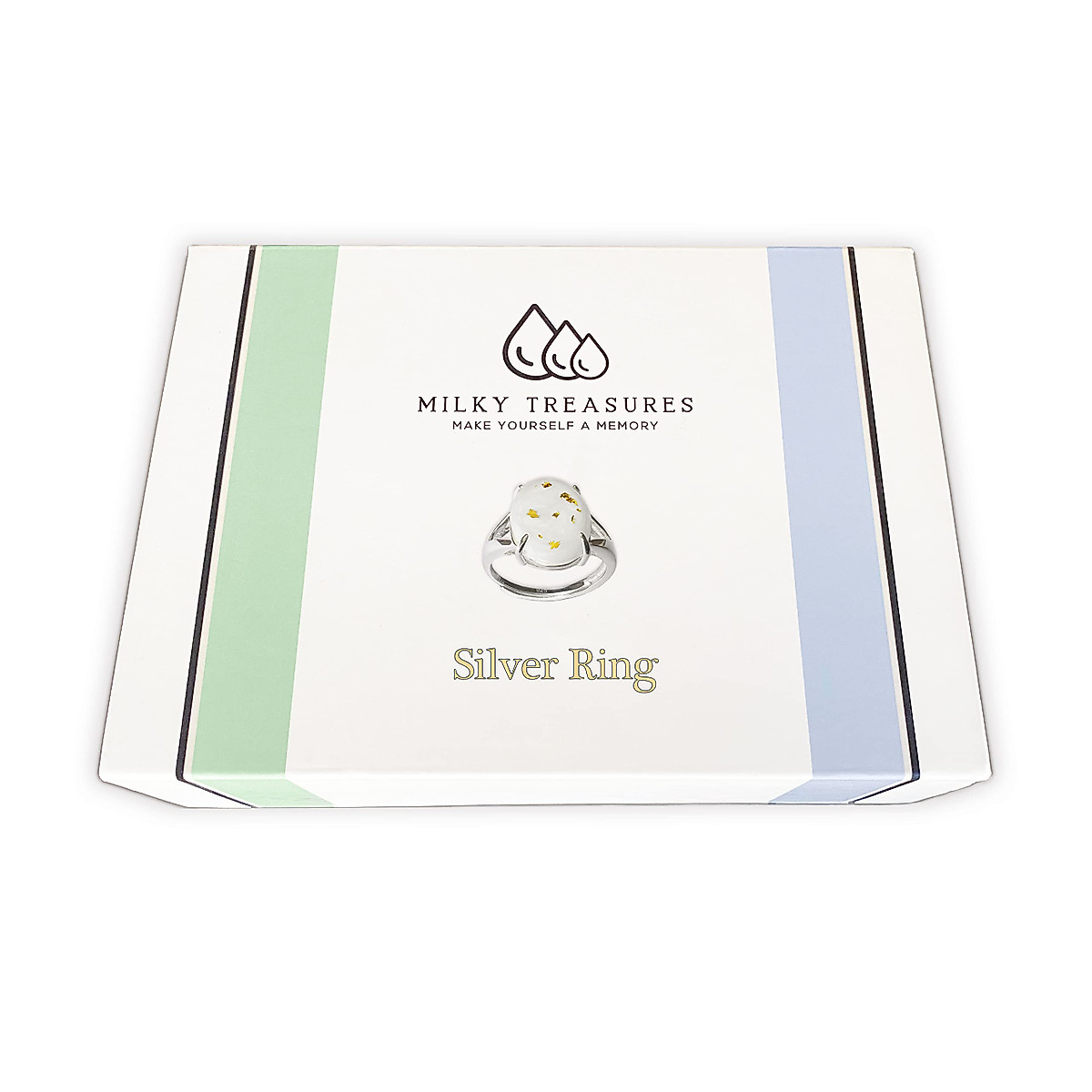 Milky Treasures Oval Ring DIY Breastmilk Jewelry Making Kit | Adjustable Size 6 to 10 | Breastfeeding Keepsake | New Mom Gifts | 925 Sterling Silver | Baby Registry | Mother's Day [Full KIT]