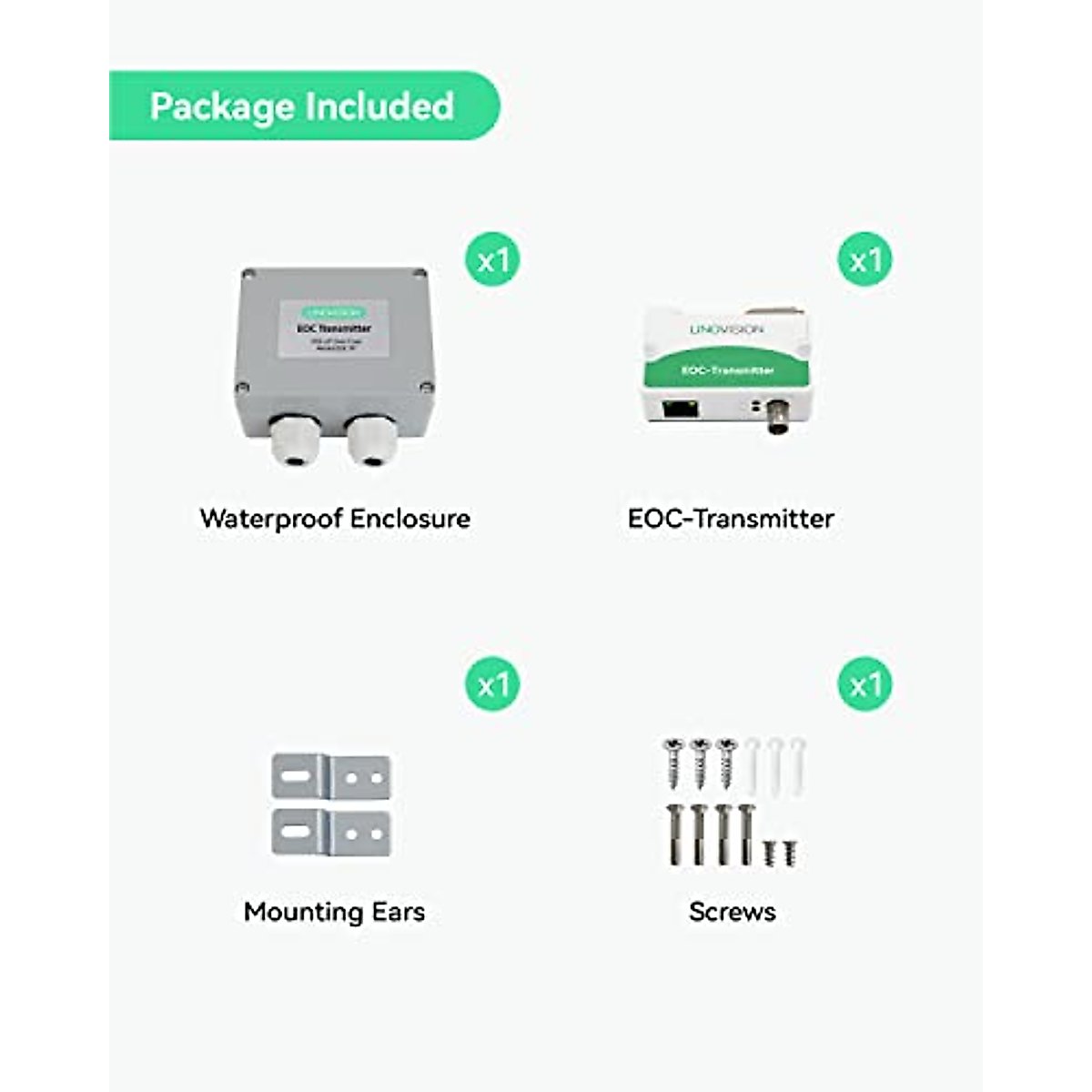LINOVISION EOC Transmitter with Waterproof Enclosure, Used with EOC Receiver or EOC Switch for Upgrading Analog Surveillance System to IP Surveillance System