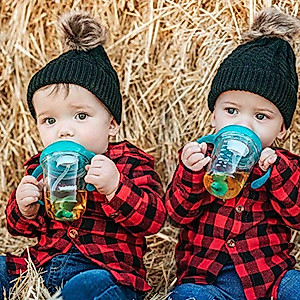 Nuby No Spill 360 Weighted Straw Grip N' Sip Tritan Cup with Hygienic Cover, 8 Oz, Trainer Cup, Teal