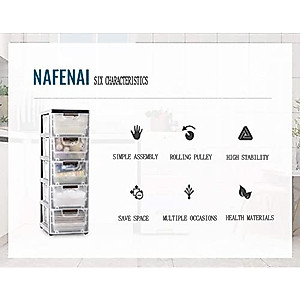 5-Drawer Rolling Storage Cart on Wheels, Clearview Craft Storage Containers Bins, Black Frame & Clear Storage Drawers