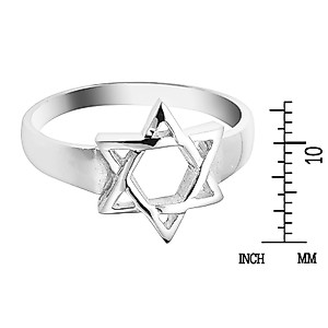 AeraVida Jewish Jewelry Simple Star of David Promise Band .925 Silver Ring | Promise Rings for Women | Comfort Fit Silver Rings for Women | Sterling Silver Rings Size 6
