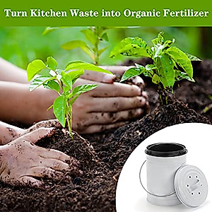 Fasmov Compost Bin Kitchen Counter, Kitchen Compost Bin Countertop, Indoor Compost Bin, Countertop Compost Bin with Lid, Countertop Composter Container Compost Bucket for Kitchen, White, 1 Gallon