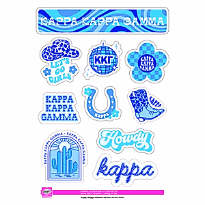 Kappa Kappa Gamma Sticker Sheet - Western Design Vinyl Sorority Stickers with Officially Licensed Designs, Removable Adhesive, 10 Stickers per Sheet, by Sorority Shop