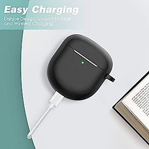 Fintie Case for Bose QuietComfort Ultra Earbuds Case (2023) / Bose QuietComfort Earbuds II (2022), Premium Silicone Shockproof Protective Skin Cover with Keychain [Front LED Visible], Black