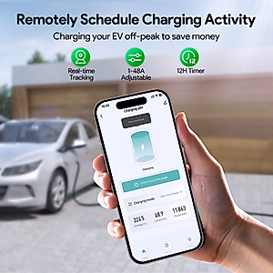 Osoeri EV Charger, Level 2 Smart Electric Vehicle(EV) Charger 48A 240V 11.5KW, NEMA 4 Rating 14-50P, ETL FCC Listed Indoor/Outdoor EVSE J1772 Car Charging Station with APP RFID Cards, 24ft Cable