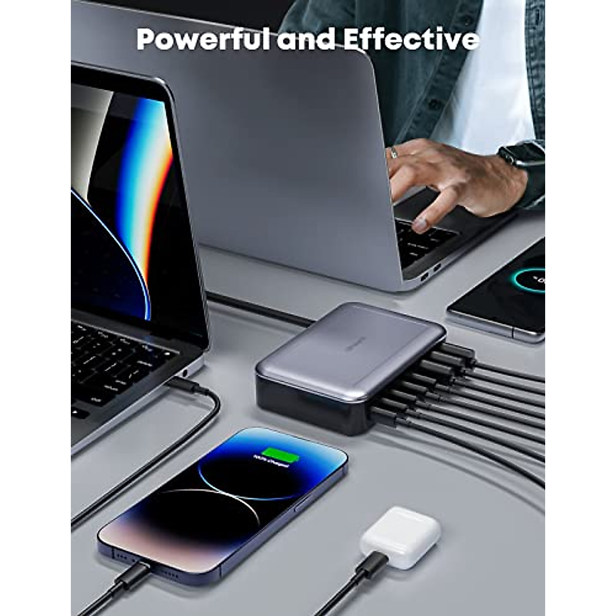 USB C Laptop Charger,UPmark 185W GaN II 8 Port Desktop Fast Charging(USB-C 5 Port PD/PPS/QC and USB 3Port) with 2 Pack USB C Cable,Compatible with MacBook Pro/Air,iPhone 14/13/Pro/Max/Galaxy Note20