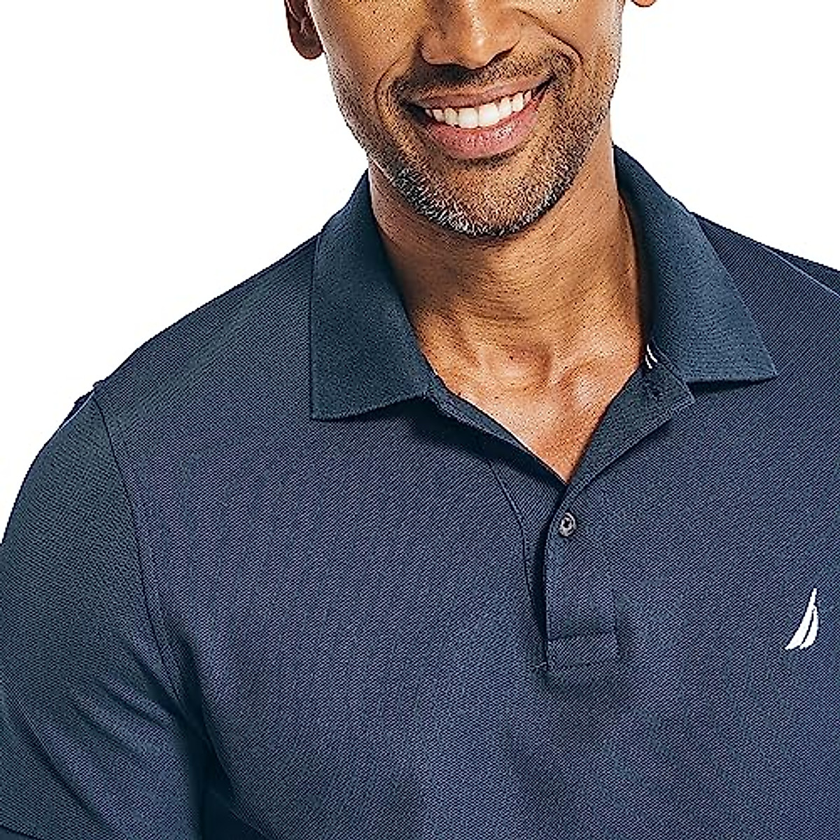 Nautica Men's Short Sleeve Solid Deck Polo Shirt, Navy, X-Large