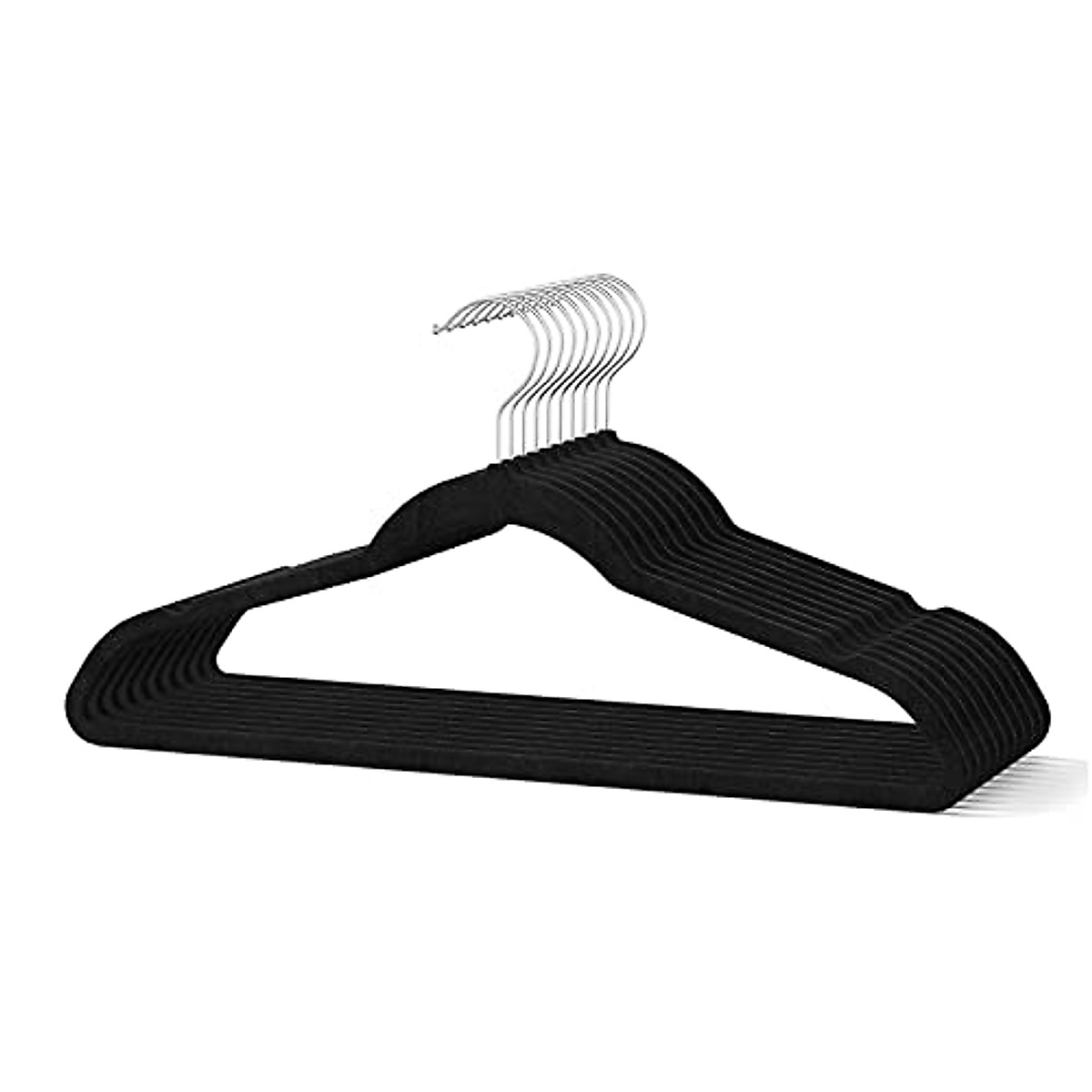 HANGERFUL Velvet Hangers 60 Pack - Premium Black Clothes Hangers - 360 Degree Swivel - Durable & Non-Slip Suit Hangers, Ultra Slim & Space Saving Coat Hangers, Strong Felt Hangers