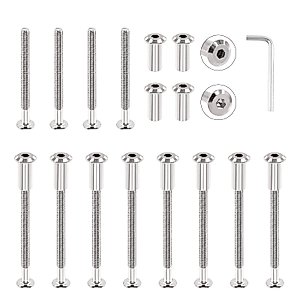 Mardatt 24 Pcs M6x55mm Silver Nickel Plated Hex Drive Socket Cap Bolts Assortment Kit with Hex Key Countersunk Screw Barrel Nuts Binding Screws for Crib Belt Buckle Cabinet Furniture Scrapbook