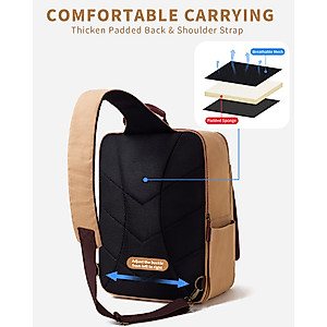 Celvetch Sling Bag for Men Women - Canvas Shoulder Bag Sling Backpack Laptop Messenger Bag for 15.6'' Crossbody Chest Bag Daypack for Travel - Coffee