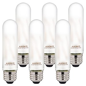 ASOKO T10 LED Frosted Bulbs Warm White 2700K LED Tubular Edison Light Bulbs 6W Dimmable Tube Vintage Led Bulbs 60 Watt Equivalent,E26 Medium Base 6 Packs