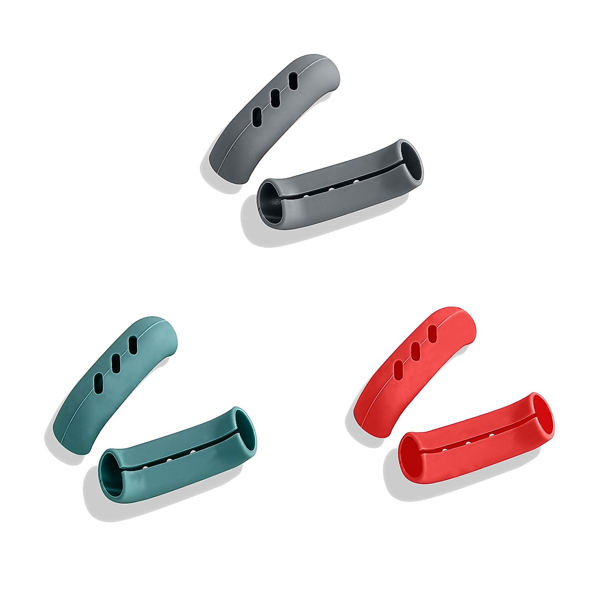 6Pcs Silicone Assist Handle Holder Grip, Cast Iron Skillet Handle Covers Heat Resistant, Non Slip Pot Grip Handle Sleeve, Hot Handle Holder Wok for Frying Pans Griddles (Green,Grey,Red)