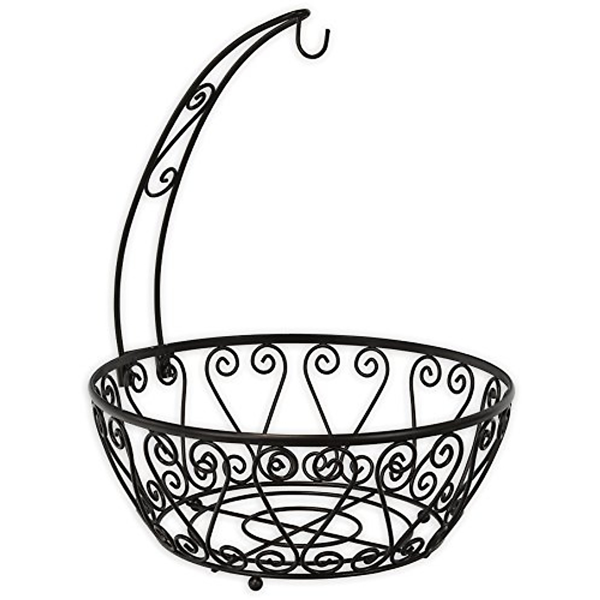 Simple Houseware Metal Fruit Basket Bowl with Banana Tree Hanger, Bronze