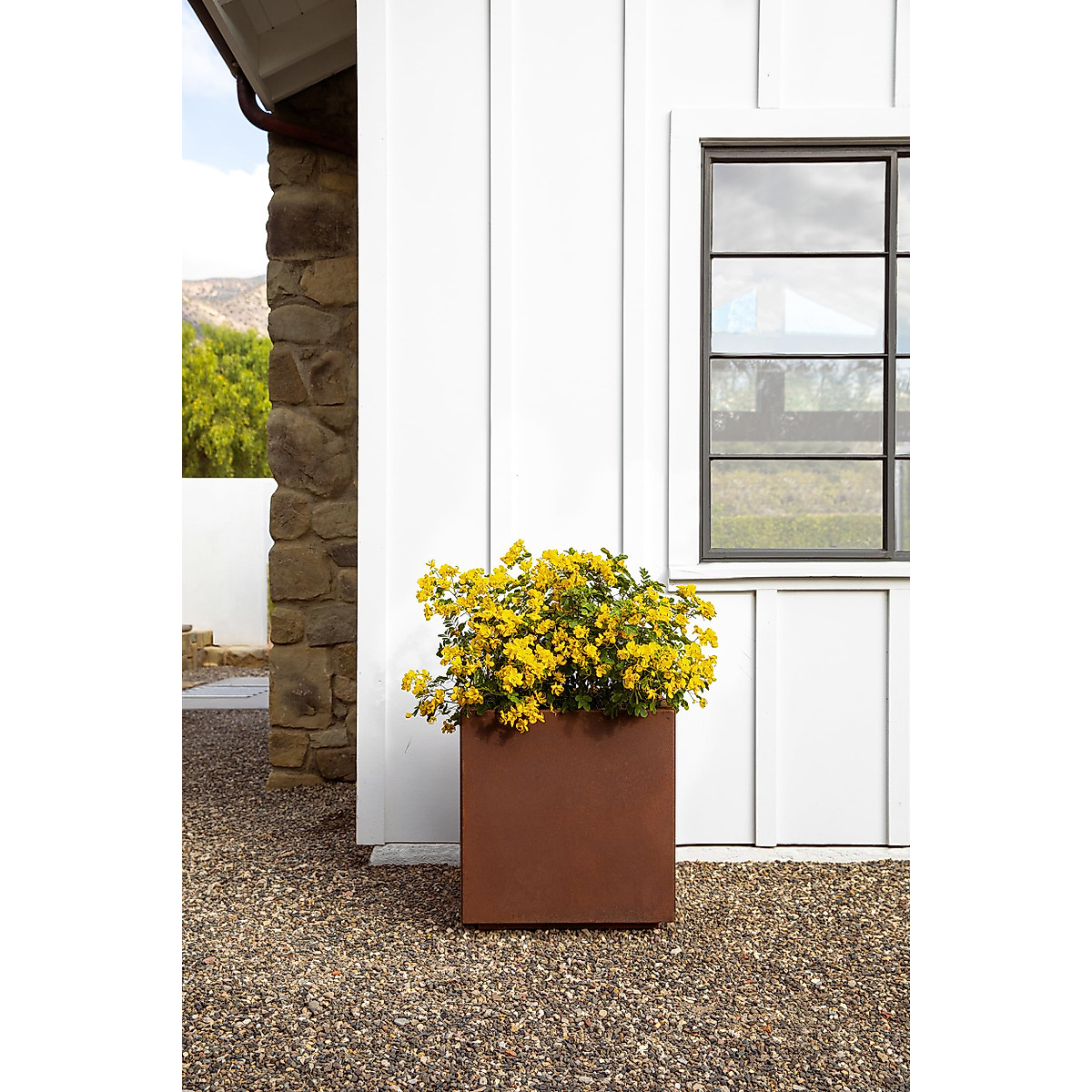 Veradek Corten Steel Series Cube Planter - Square Metal Planter for Outdoor Patio/Garden | Naturally Rusting Steel for All-Weather Use | Modern Rustic Décor for Trees, Flowers, Tall Trees