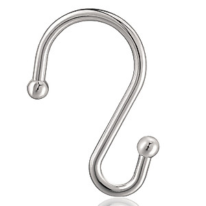 Nickel Shower Curtain Hooks, Rust Proof Shower Curtain Rings for Bathroom, Set of 12 CHICTIE Silver S Shaped Decorative Shower Curtain Hooks Hangers for Bathroom Curtains,Clothing, Towels, etc