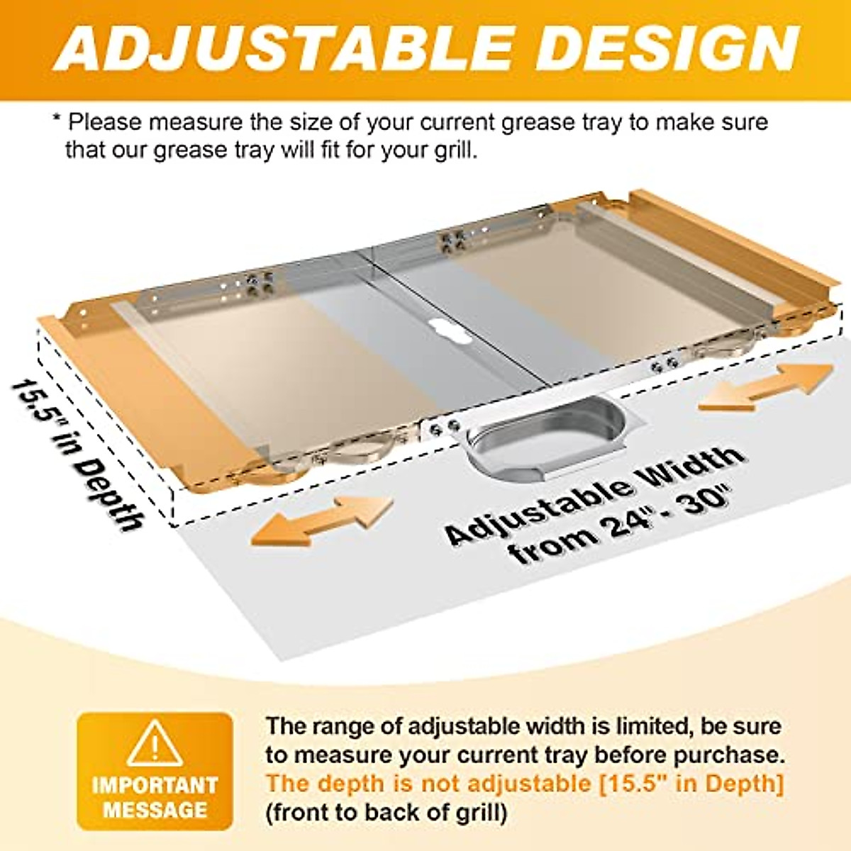 Replacement Grease Tray with Catch Pan for Dyna Glo Grill Replacement Parts, Universal Drip Pan for 4 5 Burner Gas Grill Nexgrill Replacement Parts, Grill Tray for Kenmore BHG Expert Grill (24-30")
