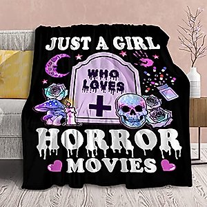 Horror Movie Blanket for Girls Women 50x60 Inches Halloween Blankets Super Soft Lightweight Flannel Throw Gift for Fans Horror Lovers Decor Sofa Couch