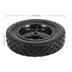 HEIHAK 4 PCS 8 x 1.75 inch Solid Rubber Hand Truck Wheel, Universal Flat Free Lawn Mower Wheels with 1/2 Inch Axle, Replacement Tire for Hand Truck Dolly Cart Compressor, 110 LBS Load Capacity