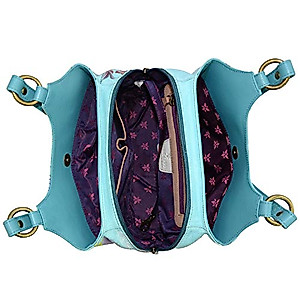 Anuschka Women's Hand Painted Genuine Leather Triple Compartment Satchel - Jardin Bleu