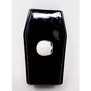 Boston Warehouse Coffin Shaped with Skull Handle Covered Butter Dish, Standard, Black