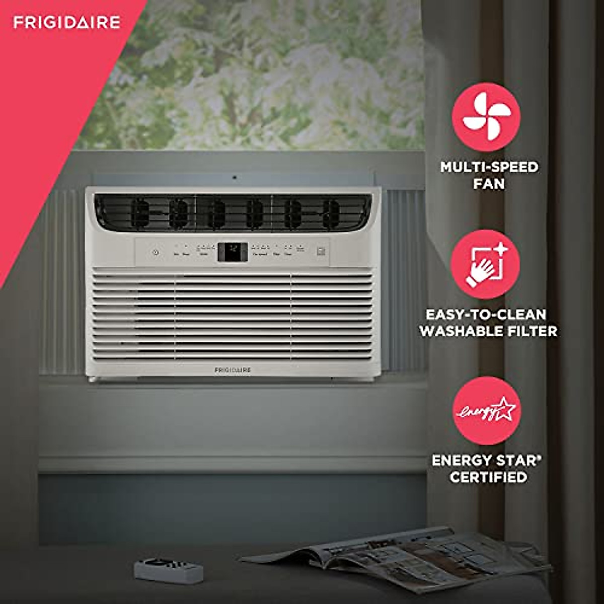 Frigidaire FFRE083WAE Window Air Conditioner With Washable filter, remote, 8,000 BTU, White
