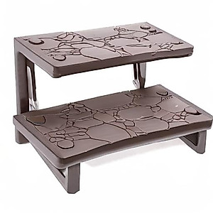 XtremepowerUS Universal Multi Purpose 2-Step Spa Hot Tub Pool Outdoor Indoor Camper RV Deck Steps Sided Step, Mocha