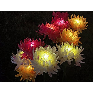 fopfun Yellow Chrysanthemum Solar Lights Outdoor Garden Decorative Flowers Yard Decorations Solar Pathway Lights Solar Powered Garden Yard Ornament Lights for Walkway Sidewalk Driveway