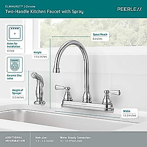 Peerless P2865LF Elmhurst Two-Handle Kitchen Faucet with Spray Deck-Mount, Chrome