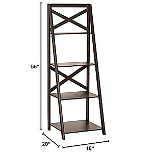 Target Marketing Systems 4-Tier Ladder Shelf, Modern Standing Bookshelf Organizer, Storage Rack for Home Office and Living Room, 20", Espresso