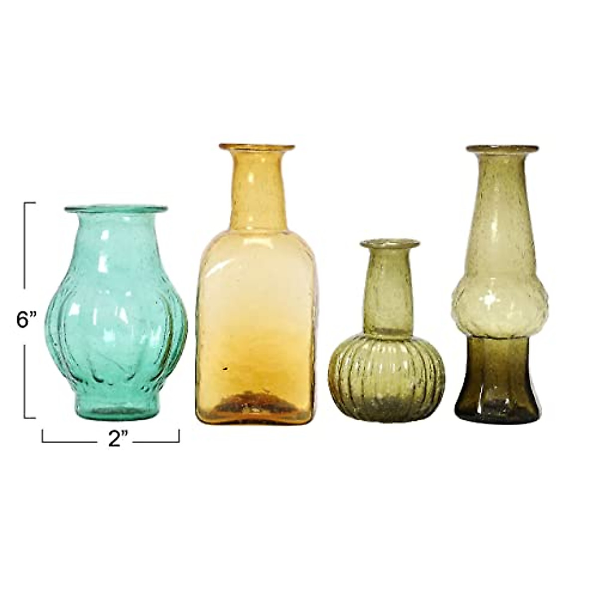 Creative Co-Op Hand Blown Glass Vases, Multicolor, Set of 4 Styles