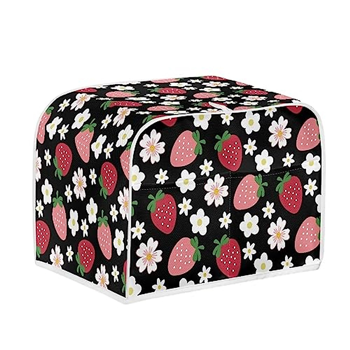 HUISEFOR Daisy Strawberry Toaster Dust Cover with Pockets Compatible with 4 Slice Toaster, Fashion Bread Maker Toaster Accessories Kitchen Decorations Anti Stains Fingerprints
