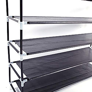 Deuxff Shoe Rack,100cm Ultra Large Capacity Storage Storage Organizer,Metal Frame, Non-Woven Fabric, for Living Room, Hallway (Black, 5-Tier)