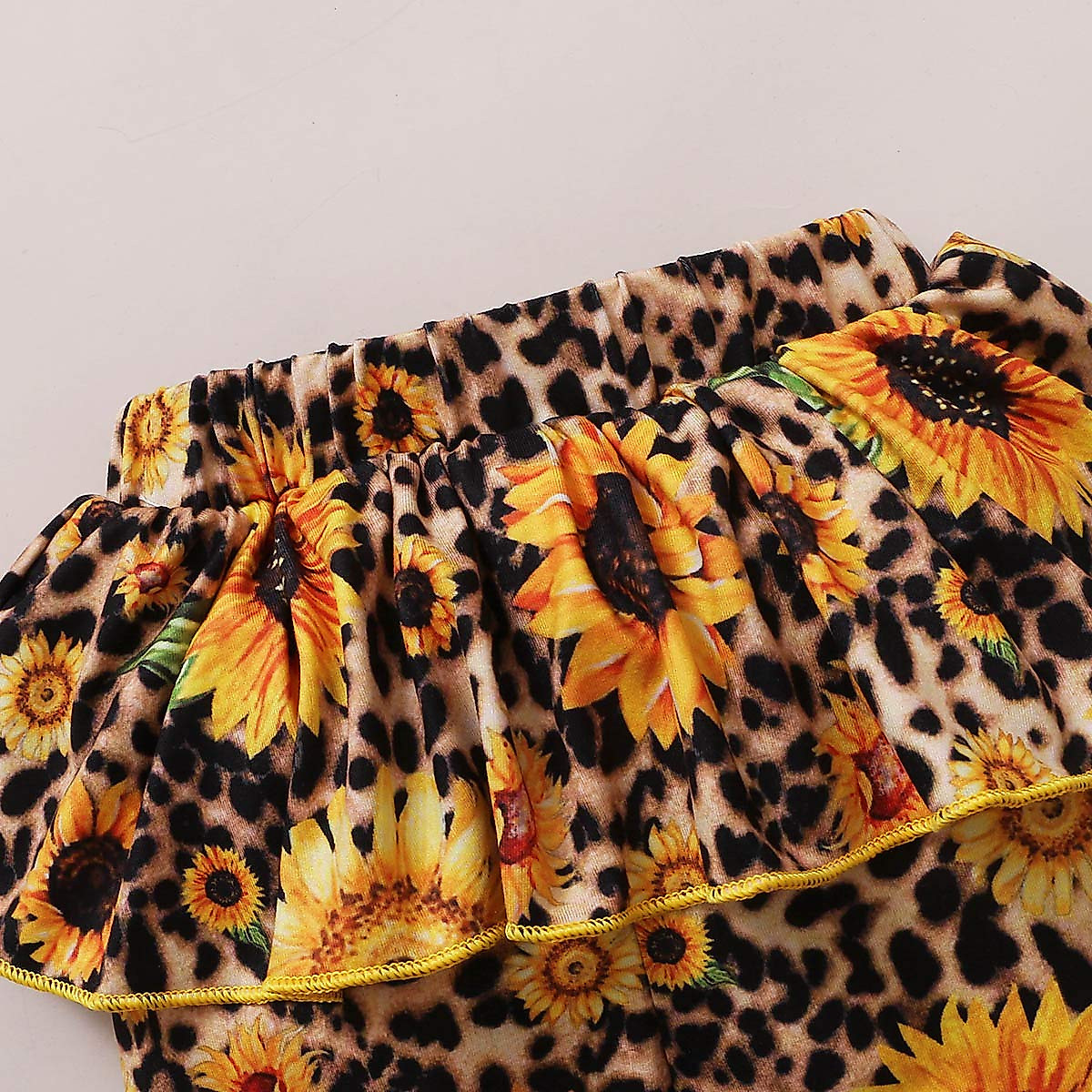 MIEKISA Newborn Baby Girls Three-piece Suit T Shirt Rompers Pants Headband Infant Outfit Clothing Sets Bodysuit (Yellow, 3 Months)