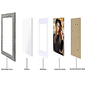 Hongkee 8x10 Picture Frame Set of 2, Grey Photo Frame of Rustic Style, Multi 8 by 10 Photo Frame for Wall or Tabletop Display - 5x7 Frame with Mat or 8x10 Without Mat