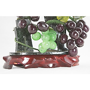 Vintage Chinese Carved Semi Precious Stone Grapes Bonsai Tree # 2016