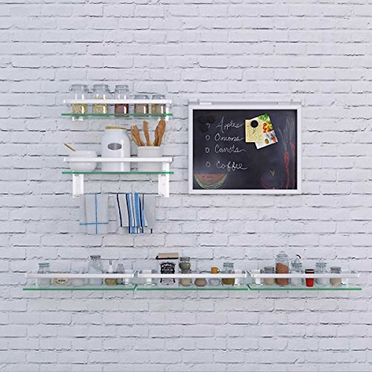 VOLPONE Bathroom Wall Shelf 15.7in Bathroom Glass Shelves Bathroom Shelves Wall Mount Glass Floating Shelf Rustproof Bathroom Wall Organizer 3 Tier (Sliver)