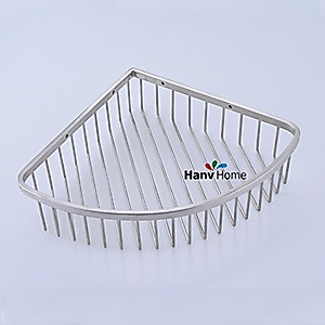 HANEBATH Corner Shower Caddy - Stainless Steel Bathroom Wall Mounted Storage, Brushed Nickel