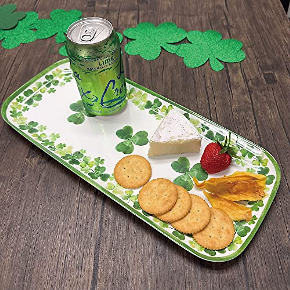 UPware 15 Inch Melamine Rectangle Serving Tray, BPA Free Food Tray (Shamrock)