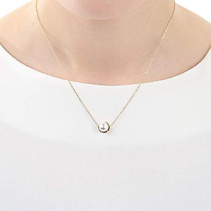 Japanese 7.0mm Akoya Cultured Pearl with Diamond Pendant Necklace for Women with 18K Yellow Gold | Classy Design Excellent Gift | Pearl Necklace