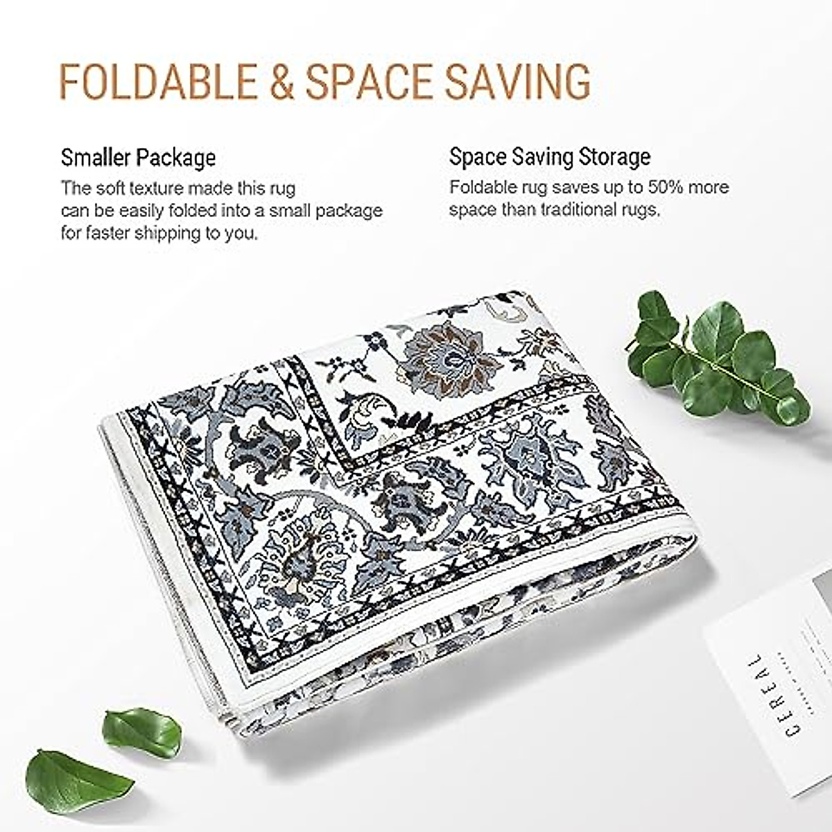 Boho Vintage Area Rug - 6x9 Large Washable Living Room Rug Ultra-Thin Non-Slip Non-Shedding Print Floor Carpet for Bedroom Home