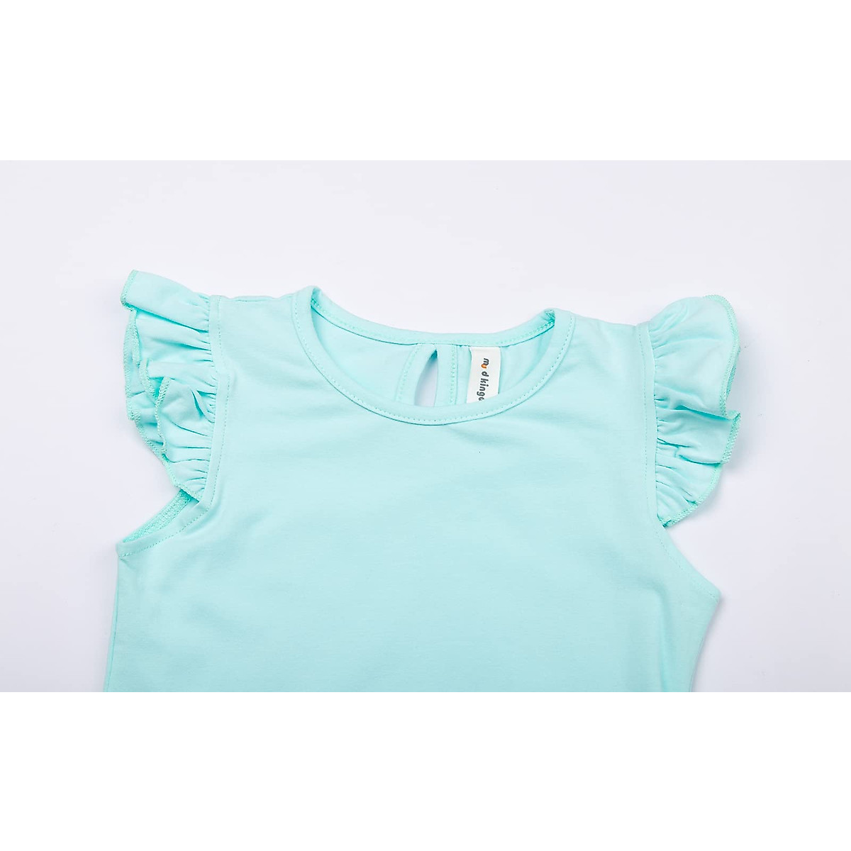 Mud Kingdom Summer Outfits for Toddler Girls Ruffle Sleeve Cartoon Clothing Set Sky Blue 4T