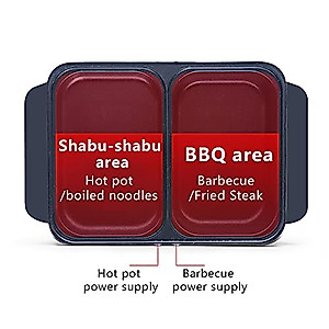 Jstcmadby Electric Hot Pot with Grill,2 in 1 Non-stick Mini Hot Pot with Grill Dual Temperature Control Steaks Shabu Shabu Pot Korean BBQ Grill for 1-3 People (Black)