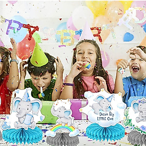 9pcs Blue Elephant Honeycomb Centerpieces Elephant Baby Shower Decorations for Boy Elephant Baby Shower Centerpieces Birthday Party Supplies Table Toppers for Elephant It's A Boy Party Favors for Kids