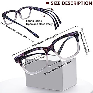 MAEOWN 5 Pack Reading Glasses Blue Light Blocking Fashion Ladies Readers, Computer Square Eyeglasses for Women, with Spring Hinges (5 Pack Mix Color, 1.25, multiplier_x)