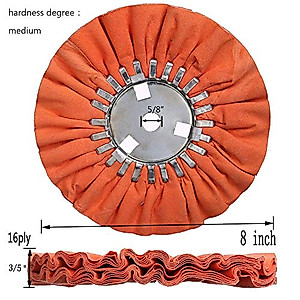 8" Orange Airway Buffing Wheel,5/8'' Arbor Hole,16 Plys/Medium Polishing for Angle Grinder,1PC