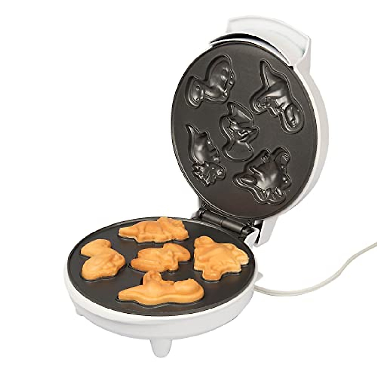 Dinosaur Mini Waffle Maker- 5 Different Shaped Dinos in Minutes - Make Fun Jurassic Breakfast for Kids and Adults with Cool Novelty Pancakes, Electric Non-Stick Waffler Iron, Fun Gift for Holiday