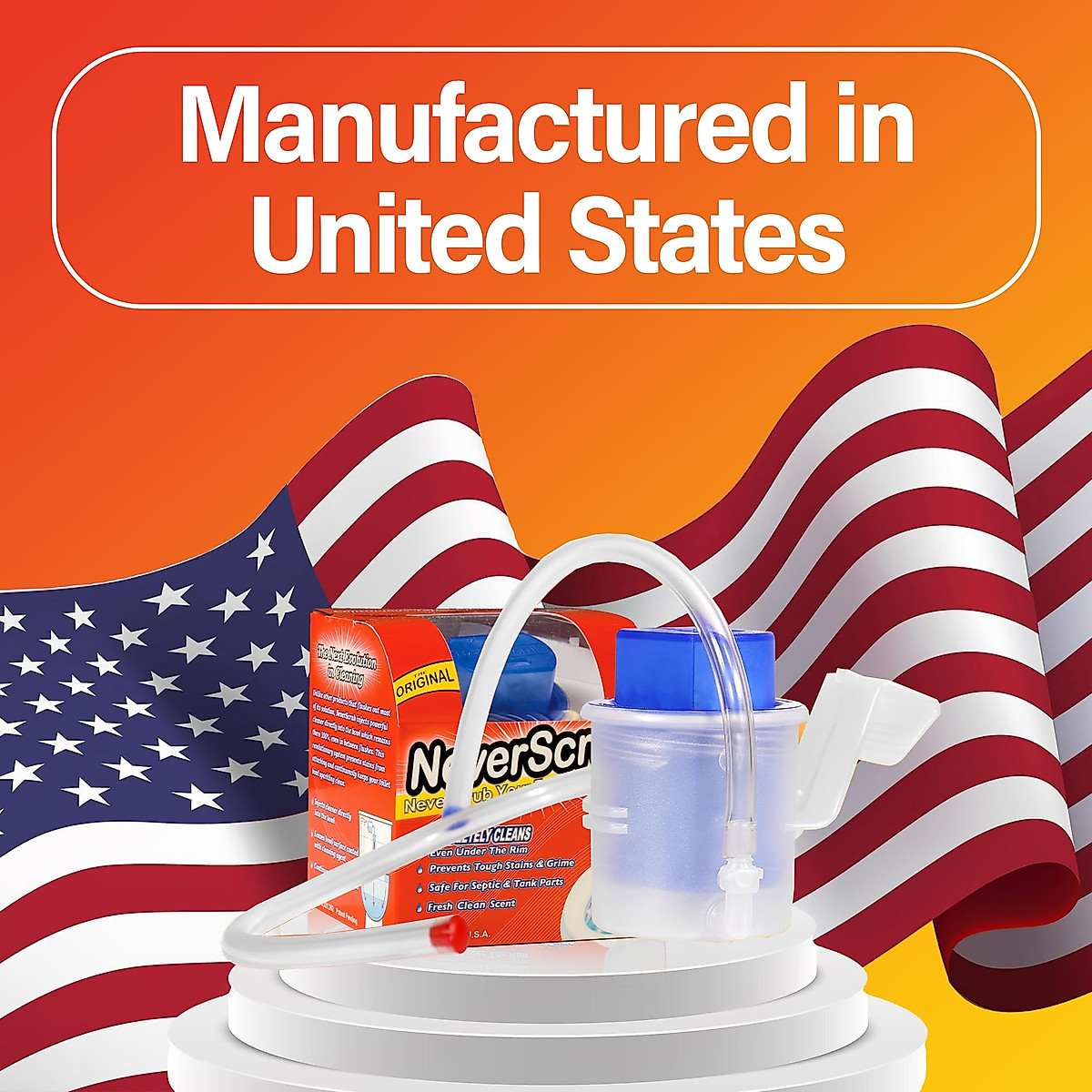 NeverScrub! Self Cleaning Toilet System - Automatic Toilet Bowl Cleaner with Starter Cartridge, Lasts Up 3 Months Continuous Cleaning - Refillable Toilet Bowl Cleaner for Stains, Rings, and Odor