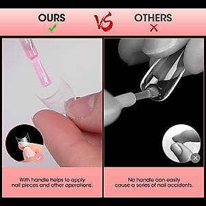 Buqikma Nail Tips Short Oval - 600PCS French Tips Round Shape Half Cover False Acrylic Nails Artificial Tips for DIY & Salon (with Handle - Clear)